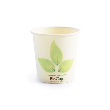 4oz Single Wall Bio Coffee Cup Leaf White 2000 pcs
